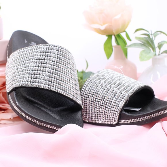 Primark | Shoes | Sparkly Glass Rhinestone Pearl Slide Sandals | Poshmark